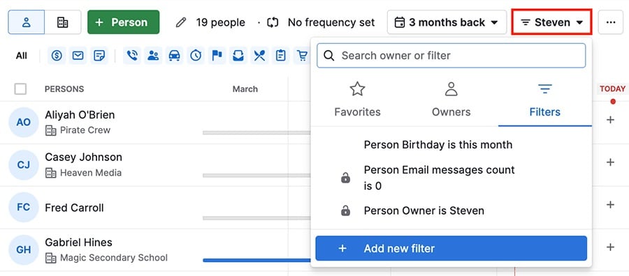 Contacts timeline - Knowledge Base | Pipedrive